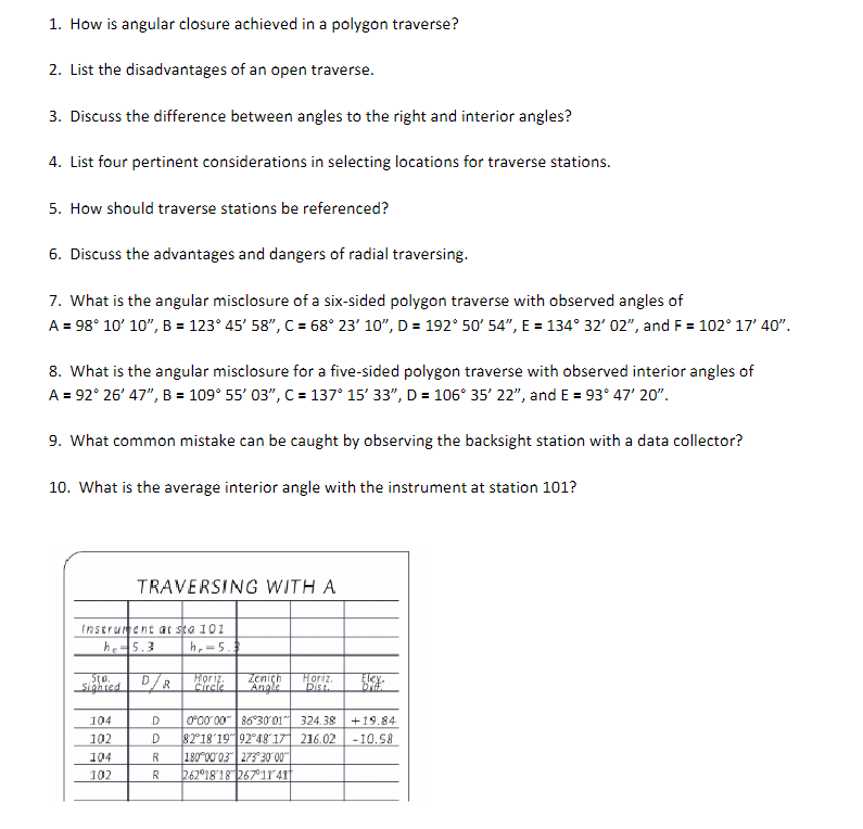 Solved How is angular closure achieved in a polygon | Chegg.com