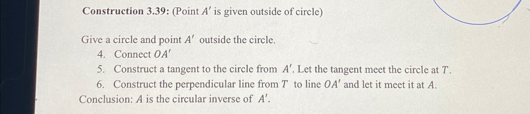 Solved Construction 3.39: (Point A' ﻿is given outside of | Chegg.com