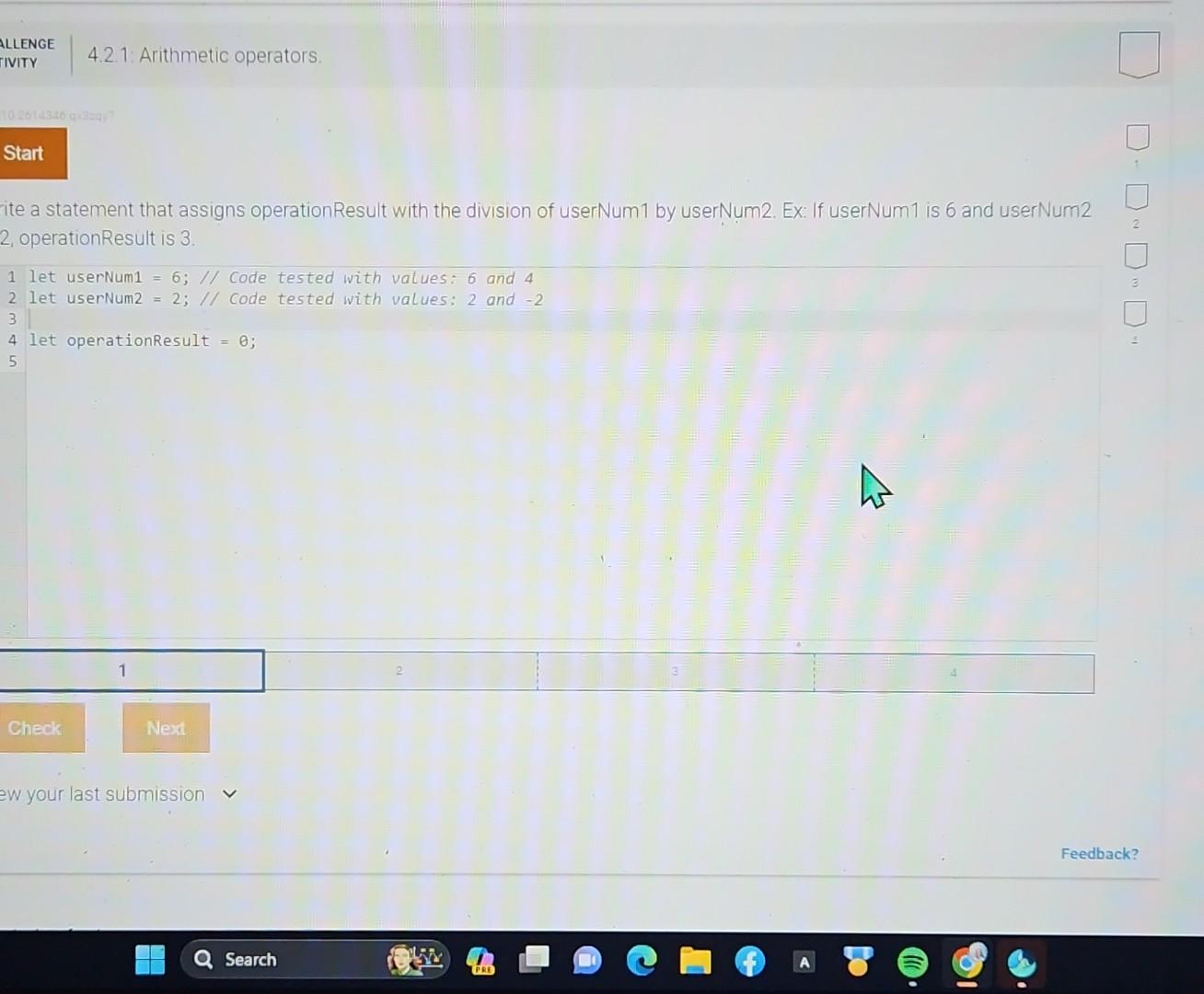 Solved Check CHALLENGE 4.2.1 Arithmetic | Chegg.com