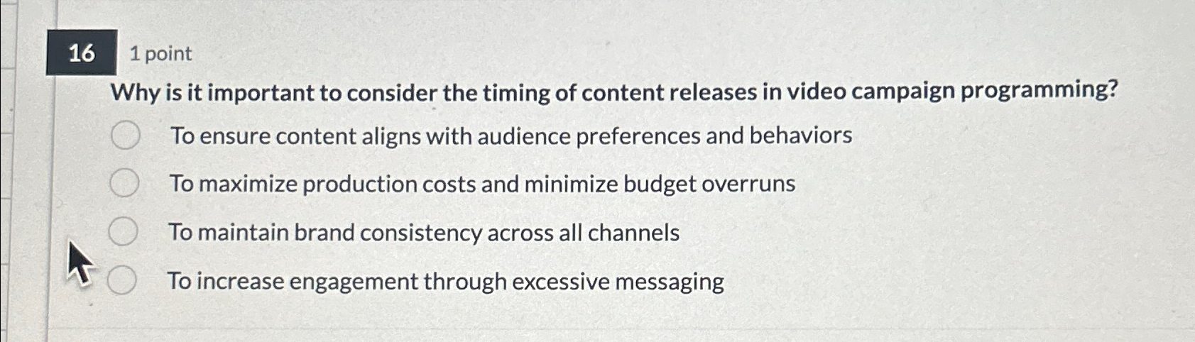 Solved 161 ﻿pointWhy is it important to consider the timing | Chegg.com