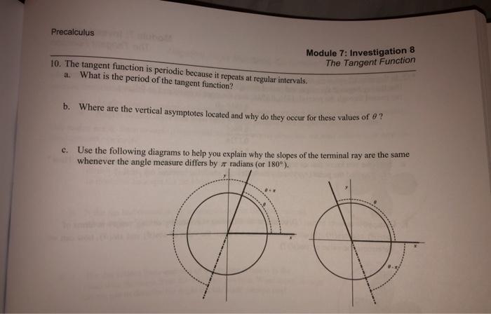 Solved Precalculus 10. The tangent function is periodic | Chegg.com