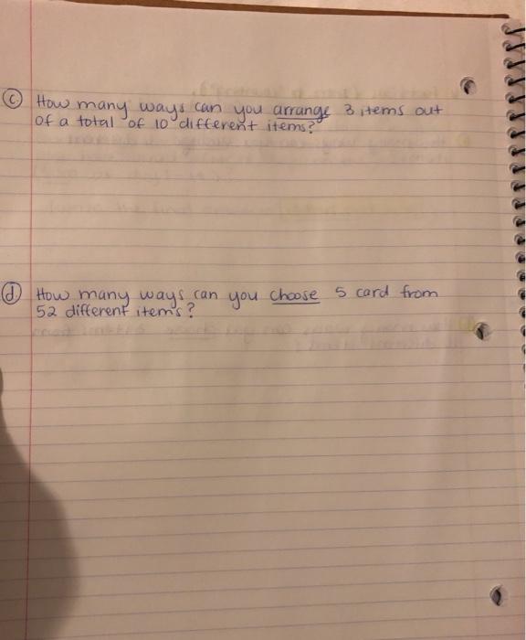 Solved C How many way con you arrange Bitems out of a total | Chegg.com