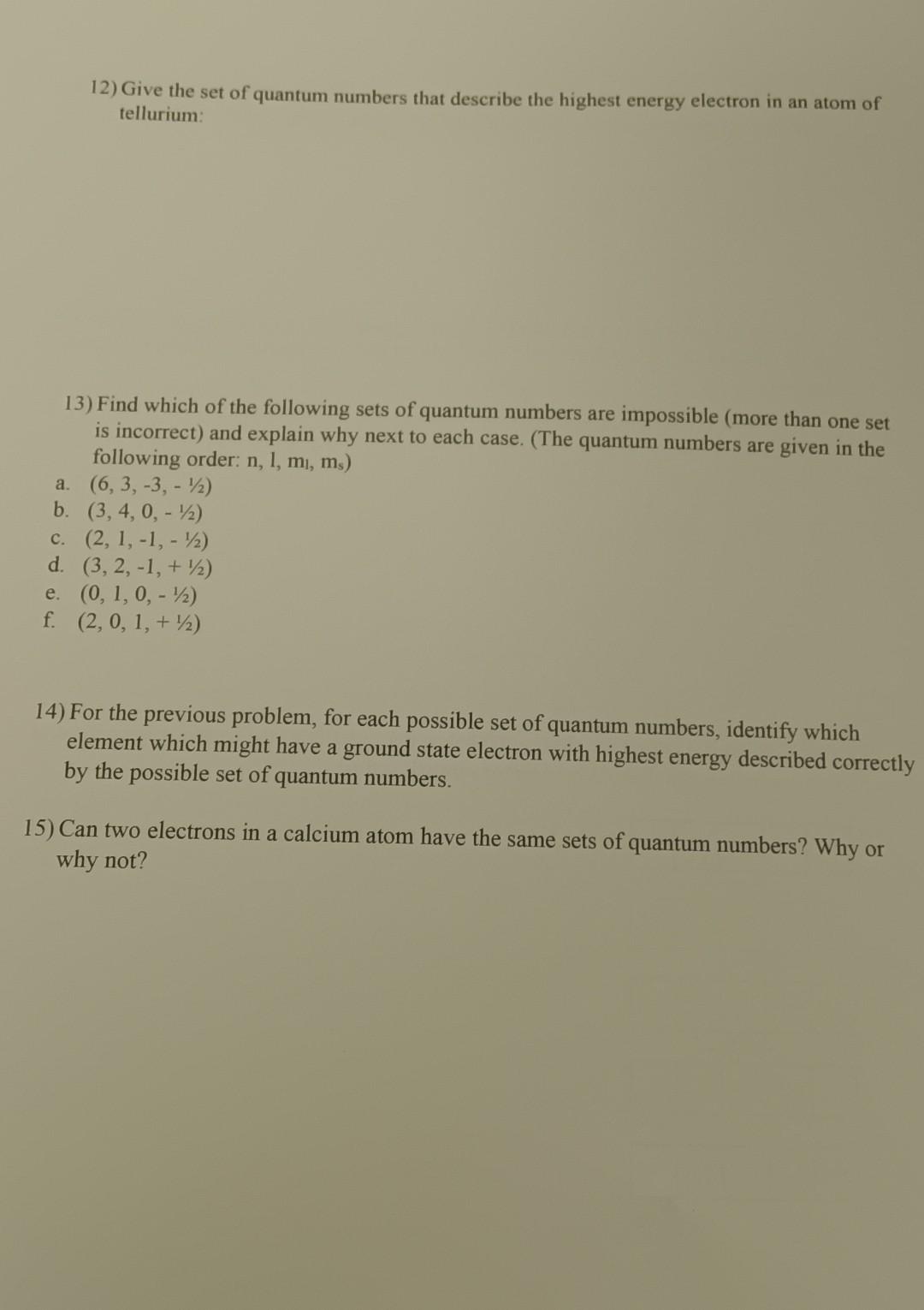 Solved 1) Define the quantum numbers n,1, ml,ms in your own | Chegg.com