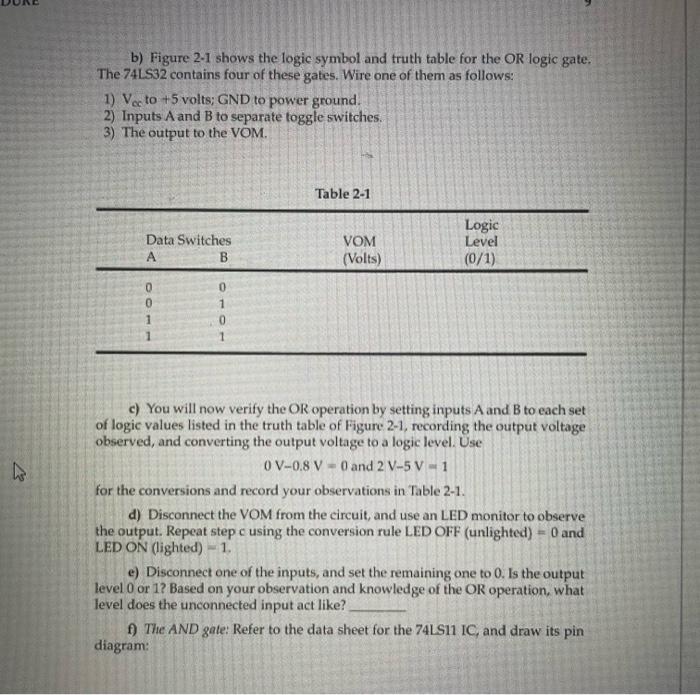 Solved b) Figure 2−1 shows the logic symbol and truth table | Chegg.com