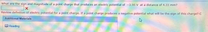 Solved What are the sian and magnitude of a point charge | Chegg.com Solved What are the sian and magnitude of a point charge | Chegg.com