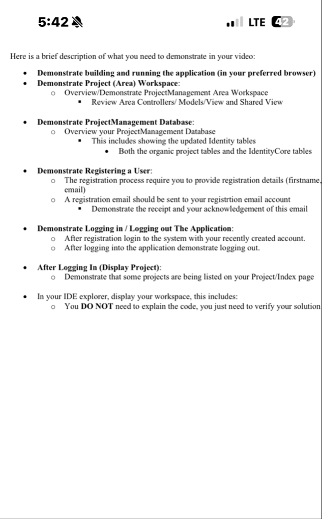 Solved 5:42 ﻿sLTE 42)Here is a brief description of what you | Chegg.com