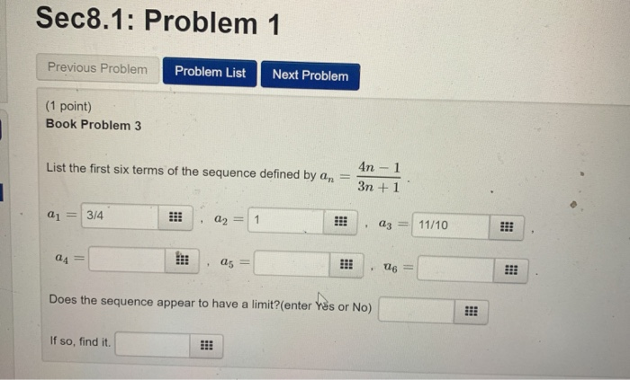 Solved Sec8.1: Problem 1 Previous Problem Problem List Next | Chegg.com