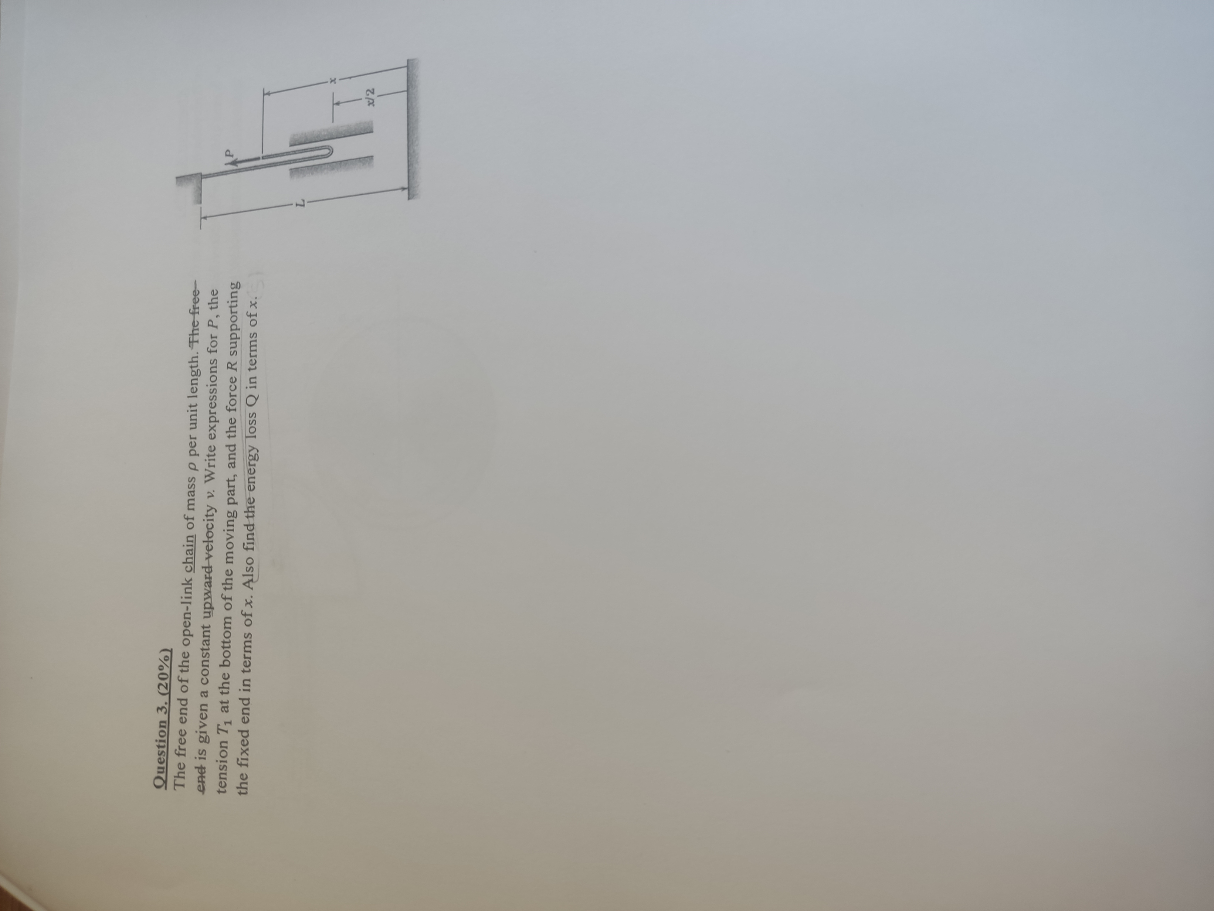 Solved Question 3. (20%)The free end of the open-link chain | Chegg.com