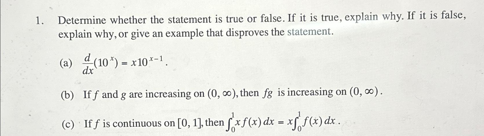 Solved Determine whether the statement is true or false. If | Chegg.com