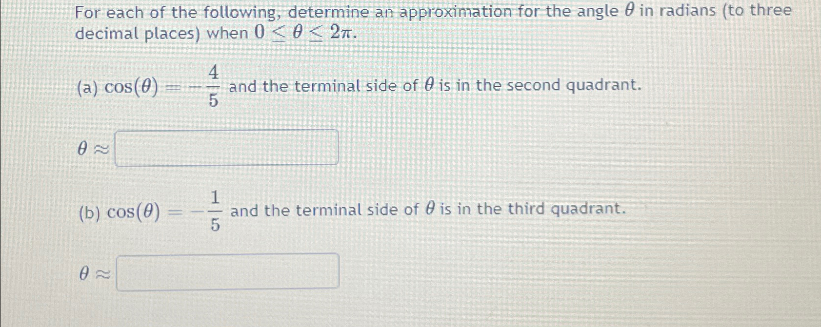 Solved For each of the following, determine an approximation | Chegg.com