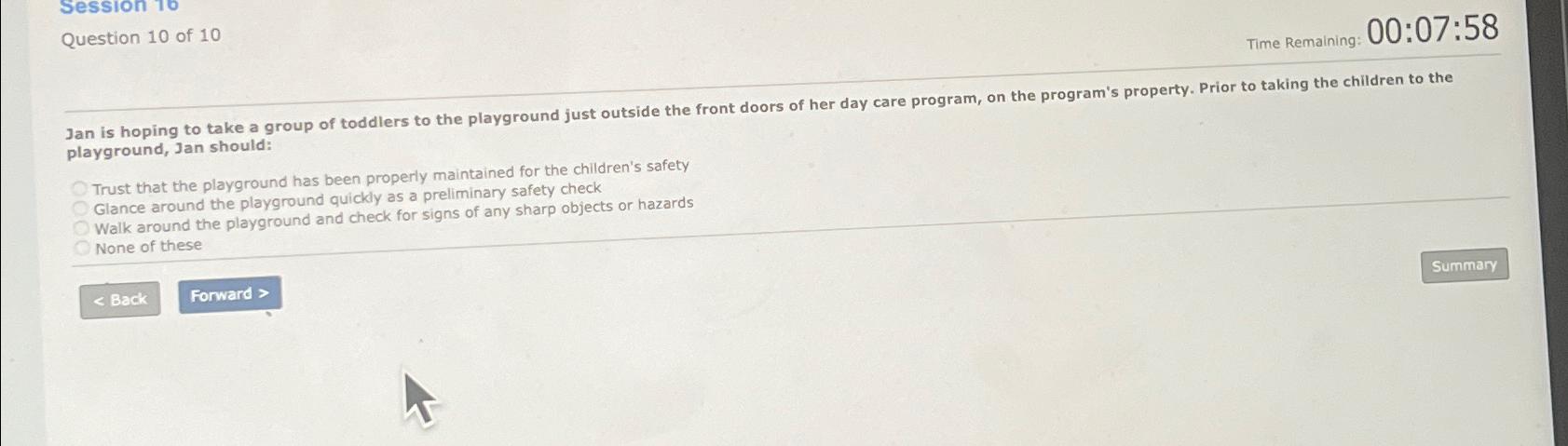 Solved Question 10 ﻿of 10Time Remaining: 00:07:58playground, | Chegg.com