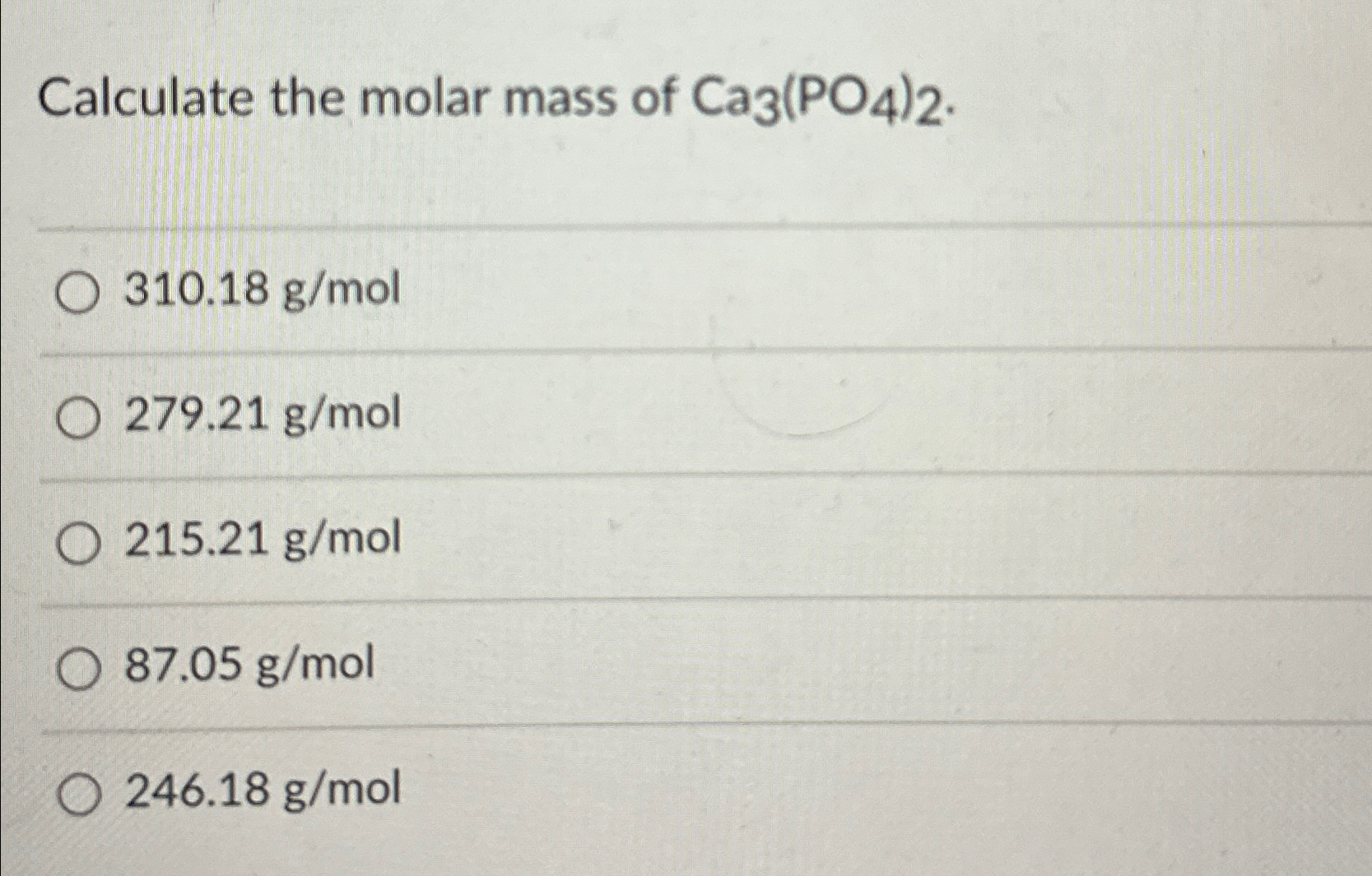 Solved Calculate the molar mass of | Chegg.com