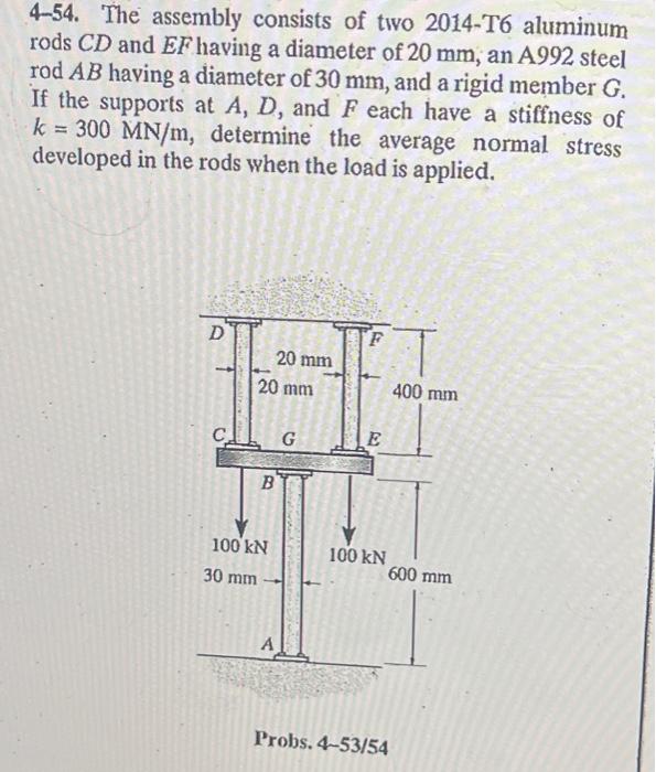 Solved 4-54. The assembly consists of two 2014-T6 aluminum | Chegg.com