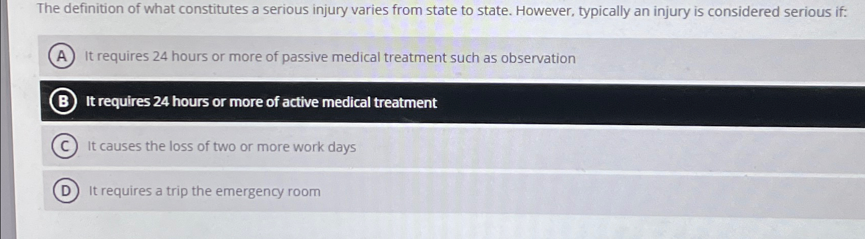 The definition of what constitutes a serious injury | Chegg.com