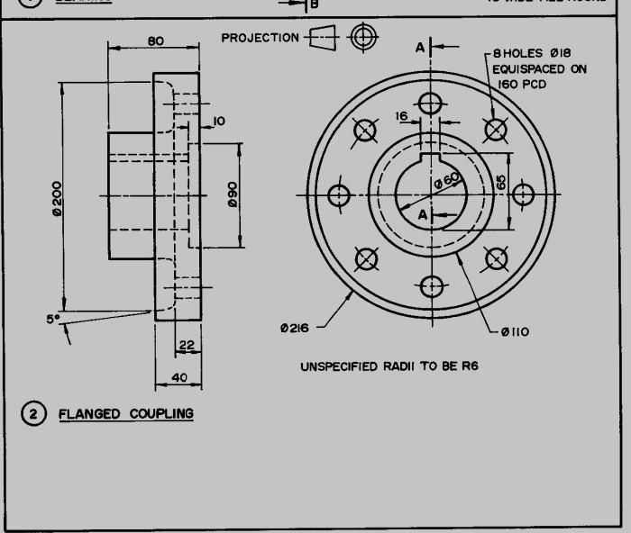 Solved Draw the given end view of the flanged coupling and | Chegg.com