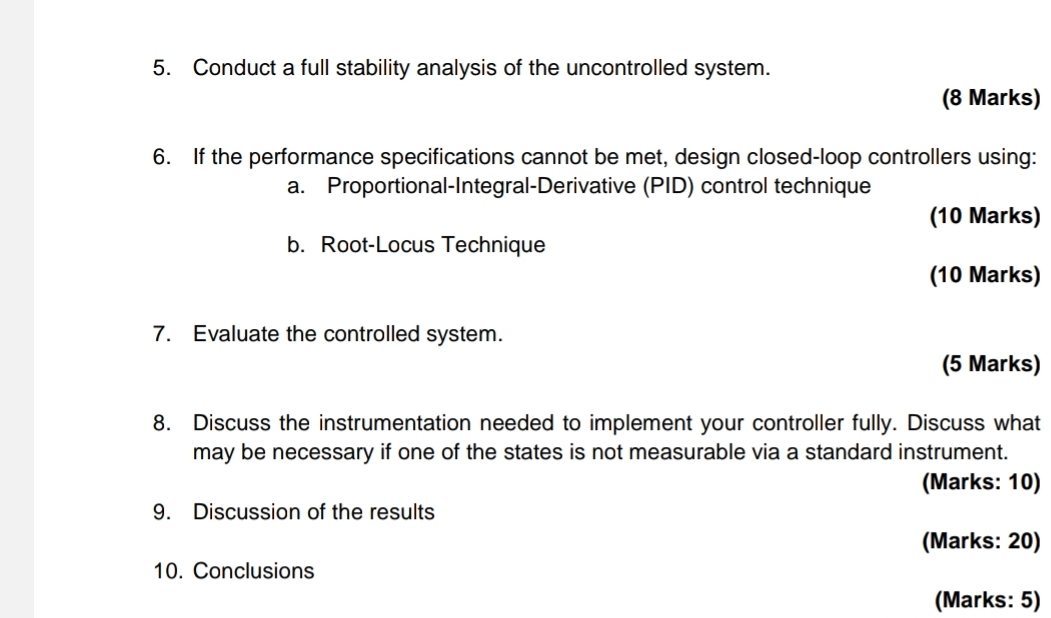 Solved Conduct a full stability analysis of the uncontrolled | Chegg.com