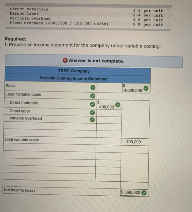 Solved Problem 19-2A Variable costing income statement and | Chegg.com
