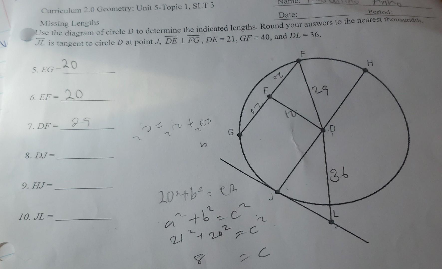 Solved Curriculum 2.0 Geometry: Unit 5-Topic 1, SLT 3 Name: | Chegg.com