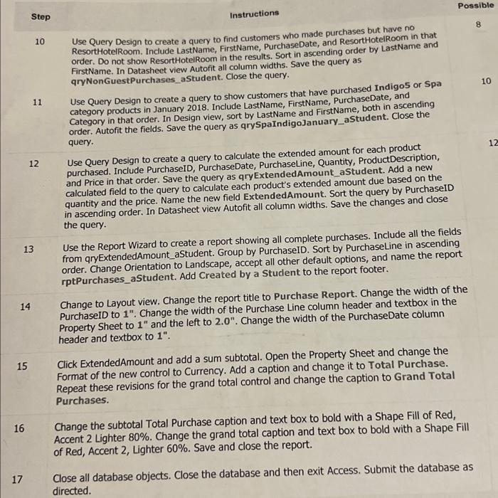 Step 1 Start Access. Open the downloaded file named | Chegg.com