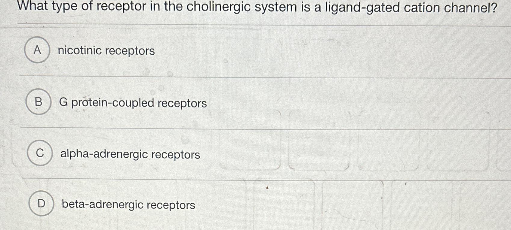 Solved What type of receptor in the cholinergic system is a | Chegg.com