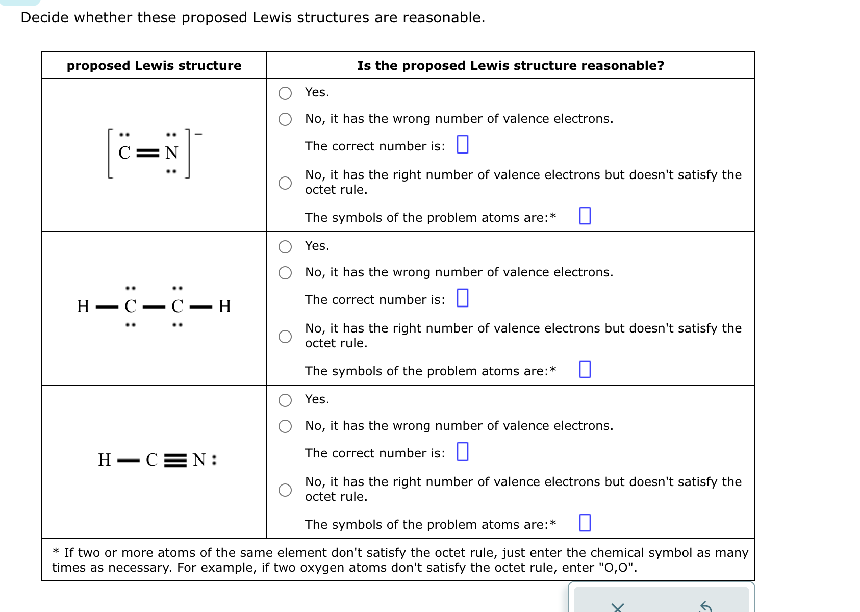 Solved Decide whether these proposed Lewis structures are | Chegg.com