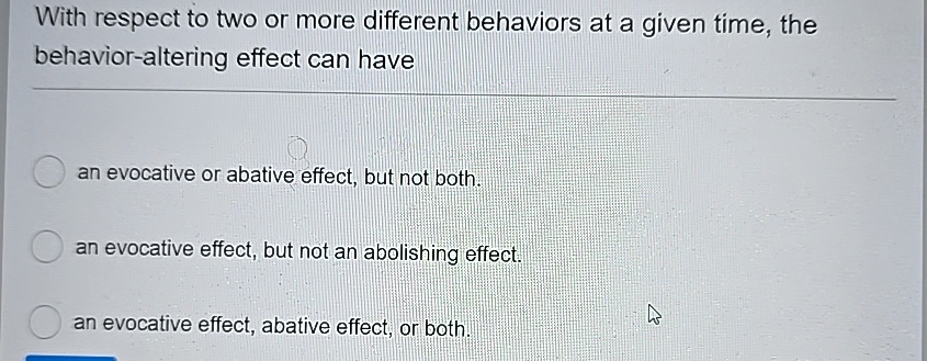Solved With respect to two or more different behaviors at a | Chegg.com