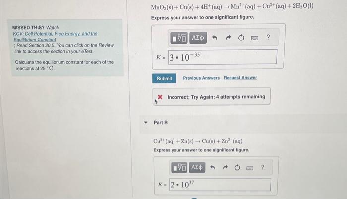 Solved MnO2( s)+Cu(s)+4H+(aq)→Mn2+(aq)+Cu2+(aq)+2H2O(l) | Chegg.com