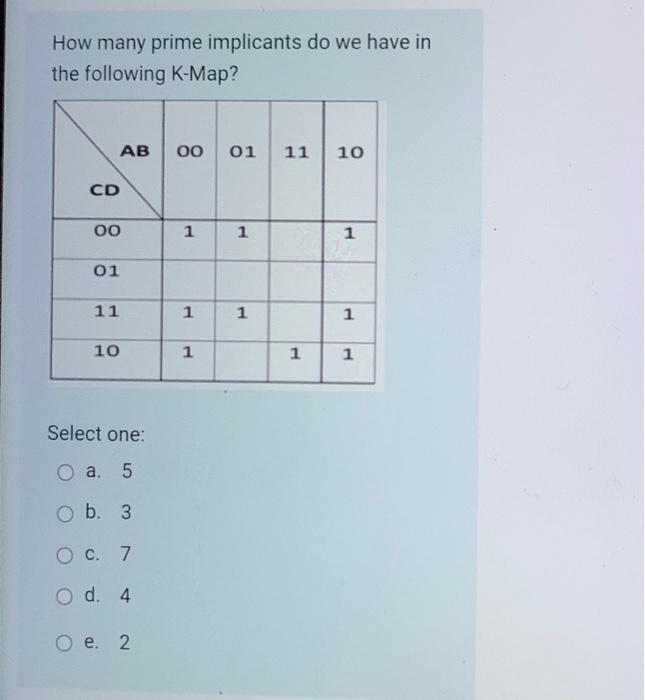 Solved How many prime implicants do we have in the following | Chegg.com