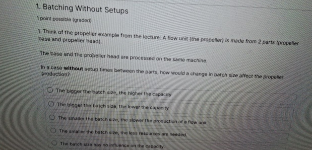 Solved Batching Without Setups1 ﻿point possible | Chegg.com
