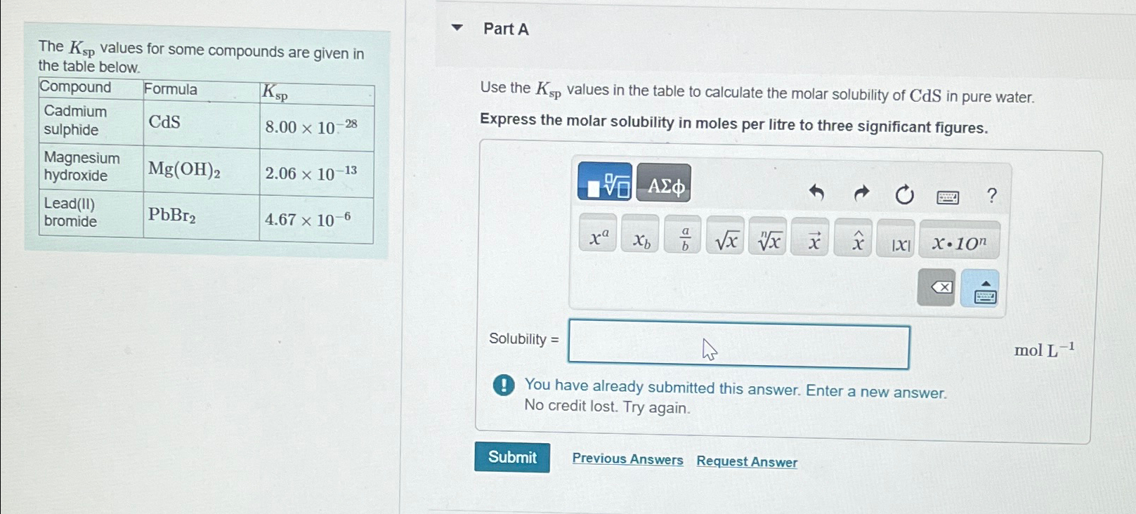 Solved The Ksp ﻿values for some compounds are given in the | Chegg.com