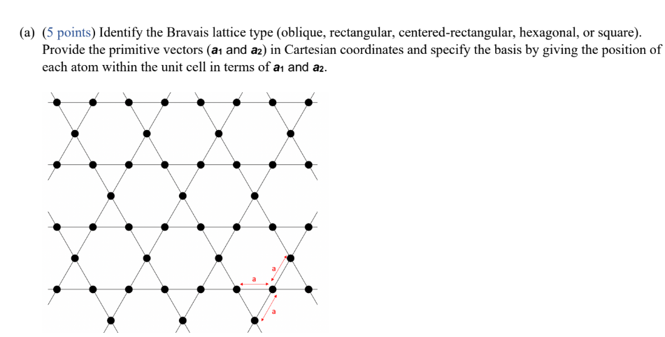 Solved (a) (5 ﻿points) ﻿Identify the Bravais lattice type | Chegg.com