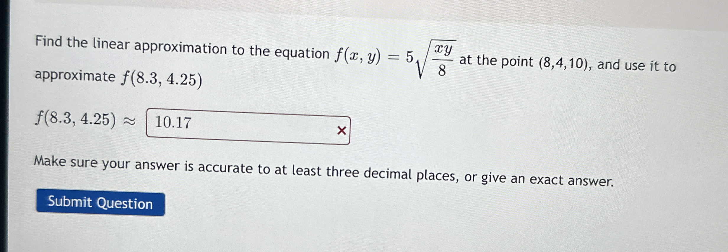 Solved Find the linear approximation to the equation | Chegg.com