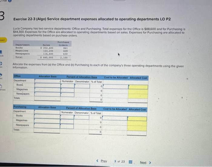 Solved Exercise 22 3 Algo Service Department Expenses 