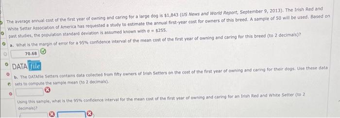 Solved The average annual cost of the first year of owning | Chegg.com