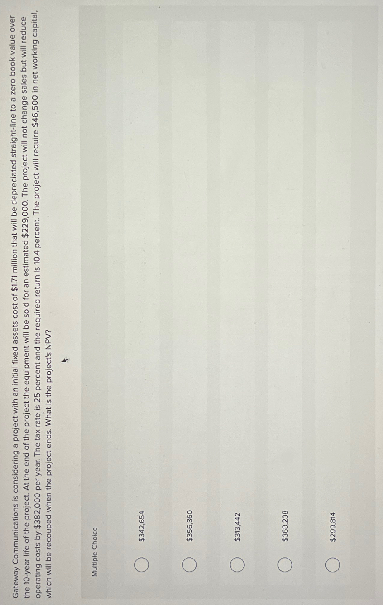 Solved Gateway Communications is considering a project with | Chegg.com