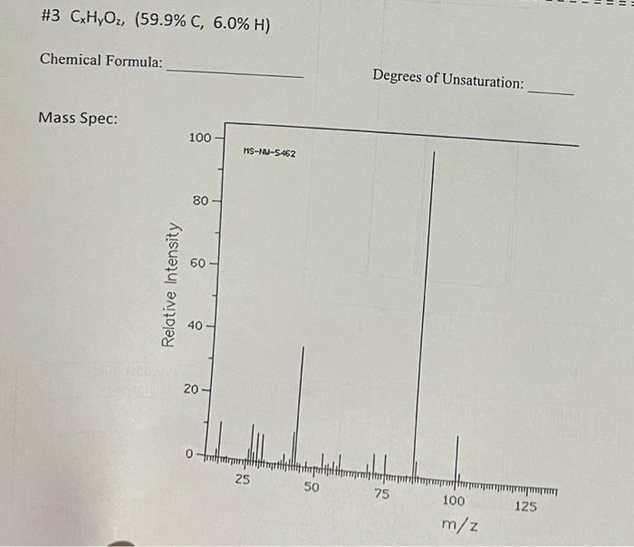 Solved Chemical Formula: Degrees of Unsaturation: Mass | Chegg.com