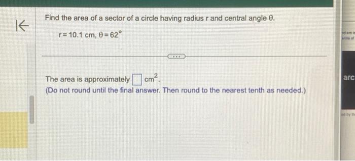 Solved Find the area of a sector of a circle having radius r | Chegg.com