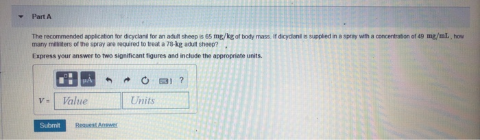 Solved Part A The recommended application for dicyclanil for | Chegg.com