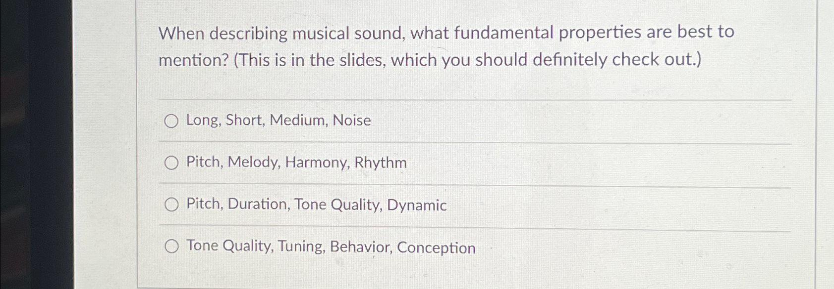 Solved When describing musical sound, what fundamental | Chegg.com