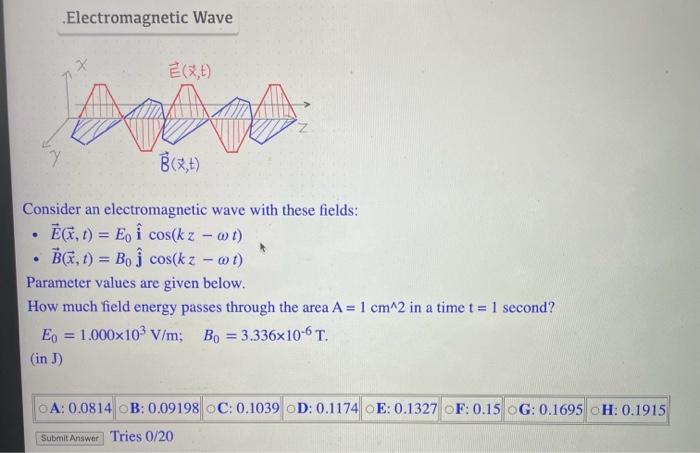 Solved Electromagnetic Wave Consider an electromagnetic wave | Chegg.com
