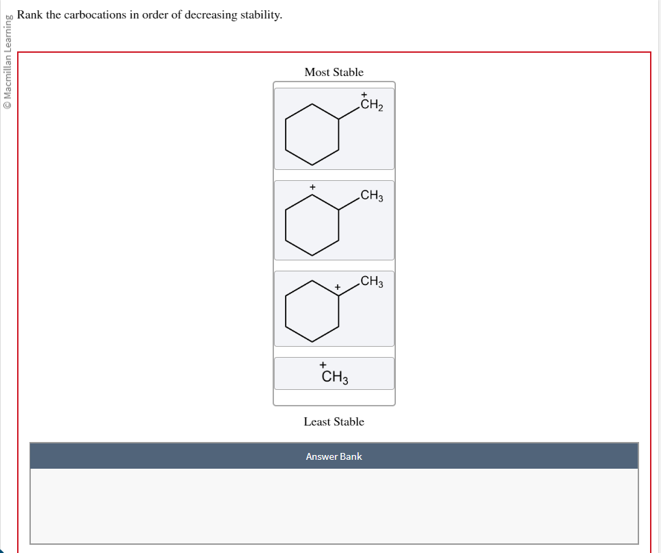 Solved Rank the carbocations in order of decreasing | Chegg.com