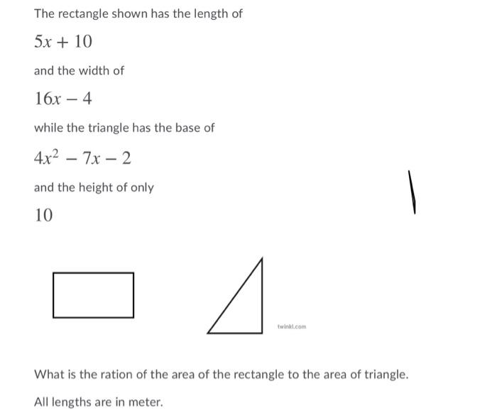 Solved The rectangle shown has the length of 5x + 10 and the | Chegg.com