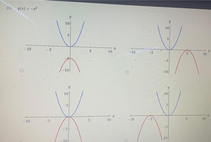 Solved (a) f(x)=x2,g(x)=(x+7)2 shift right 7 units stretch | Chegg.com