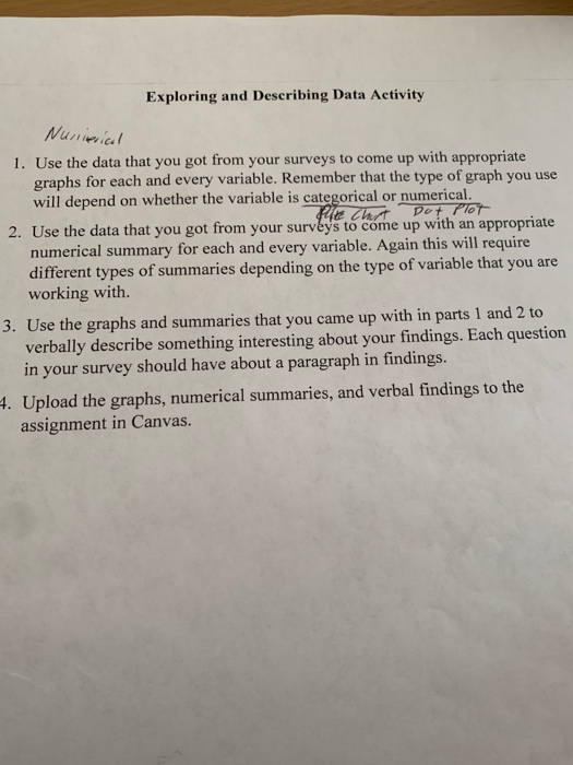 Solved Exploring and Describing Data Activity Nunverical 1. | Chegg.com