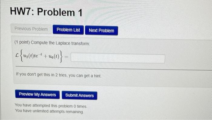 Solved Hw7 Problem 1 Previous Problem Problem List Next