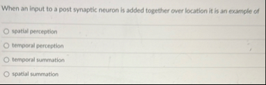 Solved When an input to a post synaptic neuron is added | Chegg.com