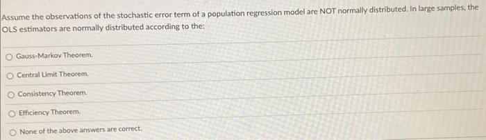 Solved Assume the observations of the stochastic error term | Chegg.com