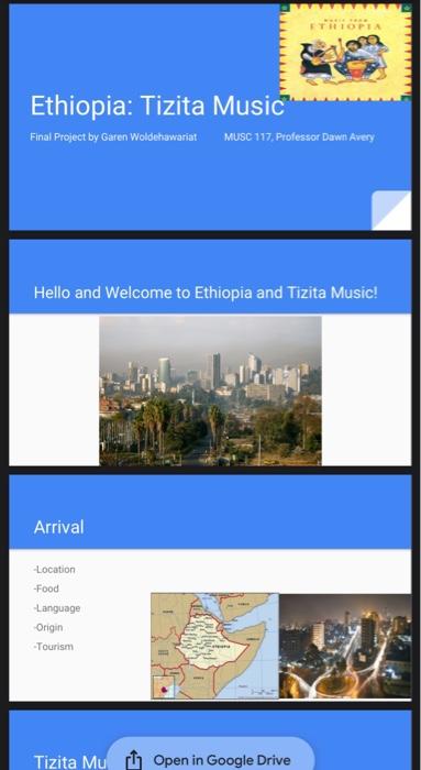 ETHIOPIA Ethiopia: Tizita Music Final Project by | Chegg.com