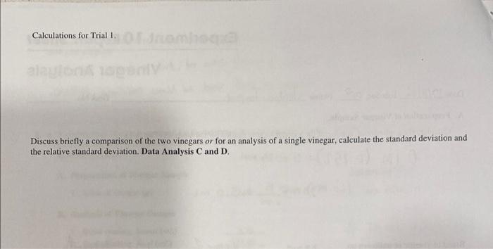 Solved A. Preparation of Vinegar Sample Calculate the | Chegg.com