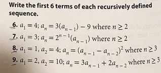 Solved Write the first 6 ﻿terms of each recursively defined | Chegg.com